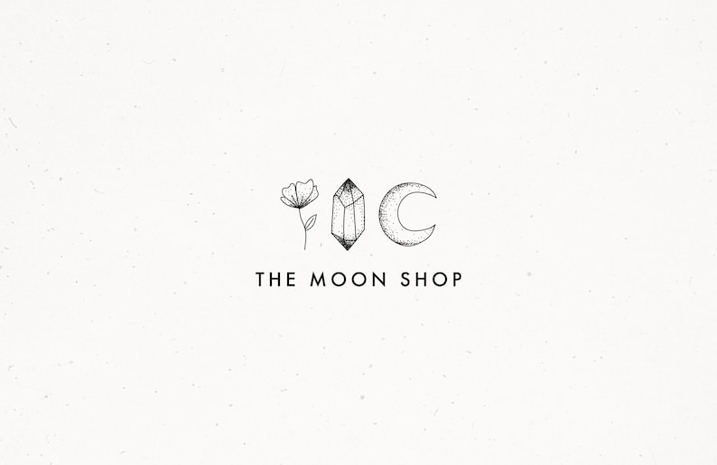 Moon Crystal Flower Premade Logo Design, Mystic Magic Feminine Moon ...