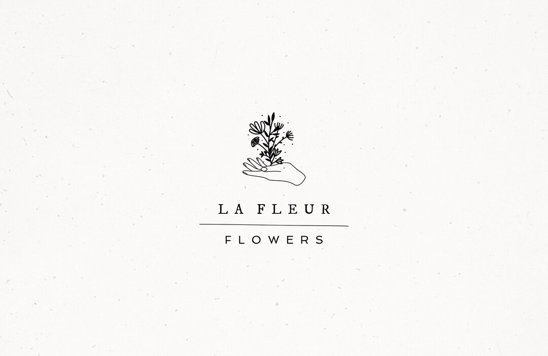 Floral Hand Logo Design Flower Shop Watermark Bohemian Marketing ...