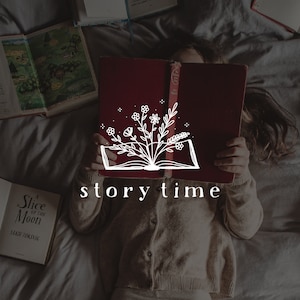 Book Logo, Premade Logo Design, Story Time Logo Stamp, Book Flower ...