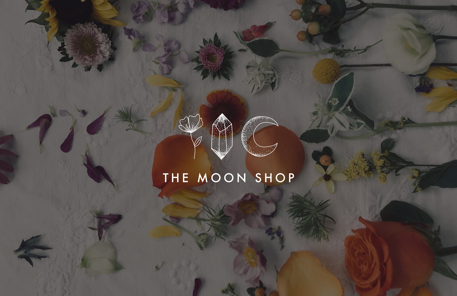 Moon Crystal Flower Premade Logo Design, Mystic Magic Feminine Moon ...