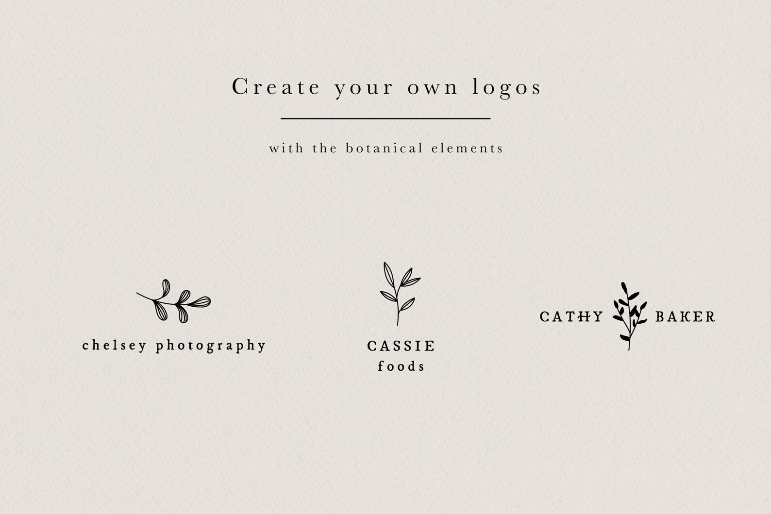 50 Hand Drawn Botanical Element Floral Design Kit for Logo | Etsy