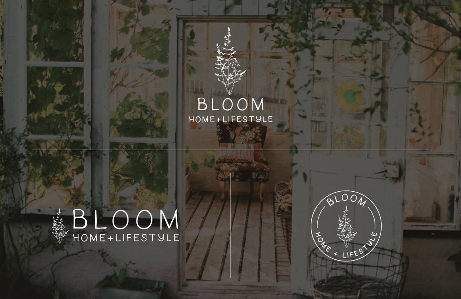 Logo Set Premade Design Floral Botanical Circle Wedding Branding Kit ...