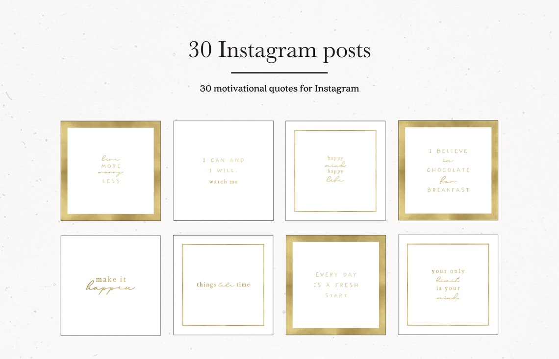 Instagram Gold Template Posts, Instagram Gold Motivational Quote Posts ...