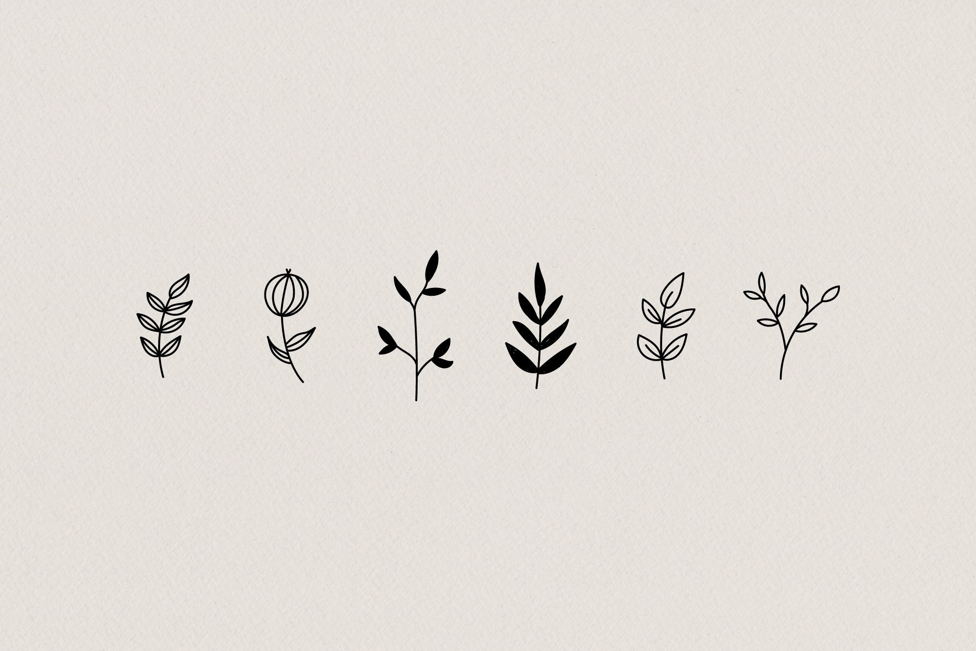 50 Hand Drawn Botanical Element Floral Design Kit for Logo | Etsy