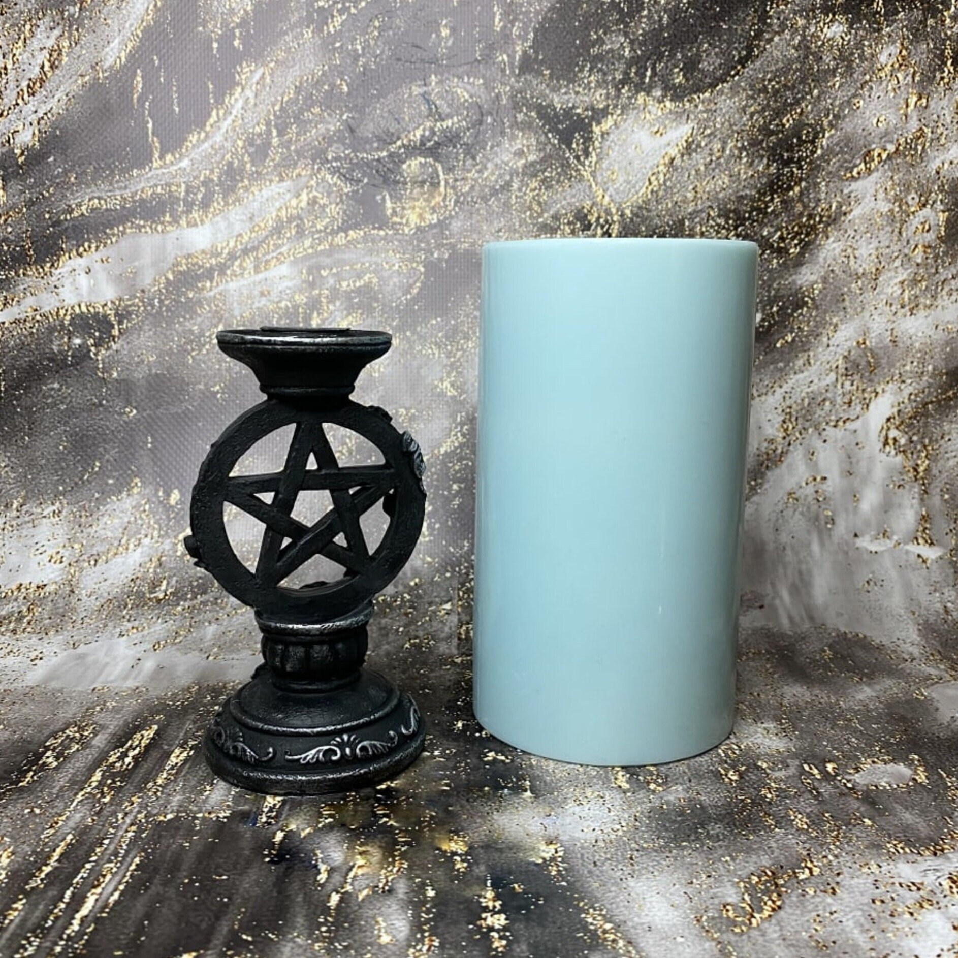 Candlestick Pentacle. Silicone Molds. Candle Molds. Magic - Etsy