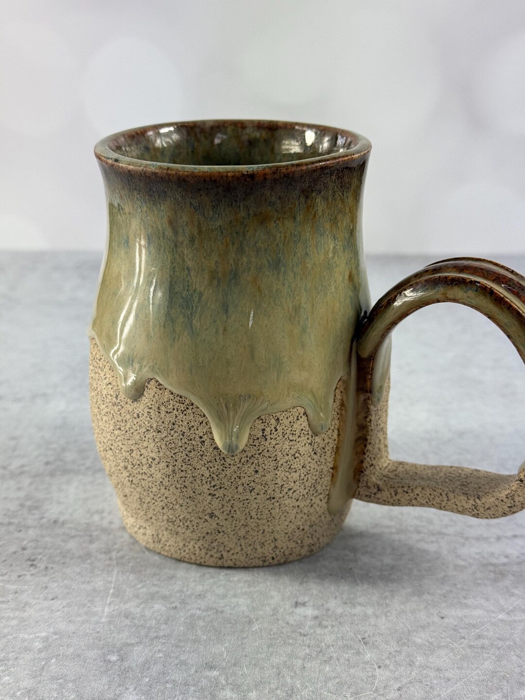 Stoneware Mug, Speckled Clay, Glazes in Natural Tones of Green, Blue ...