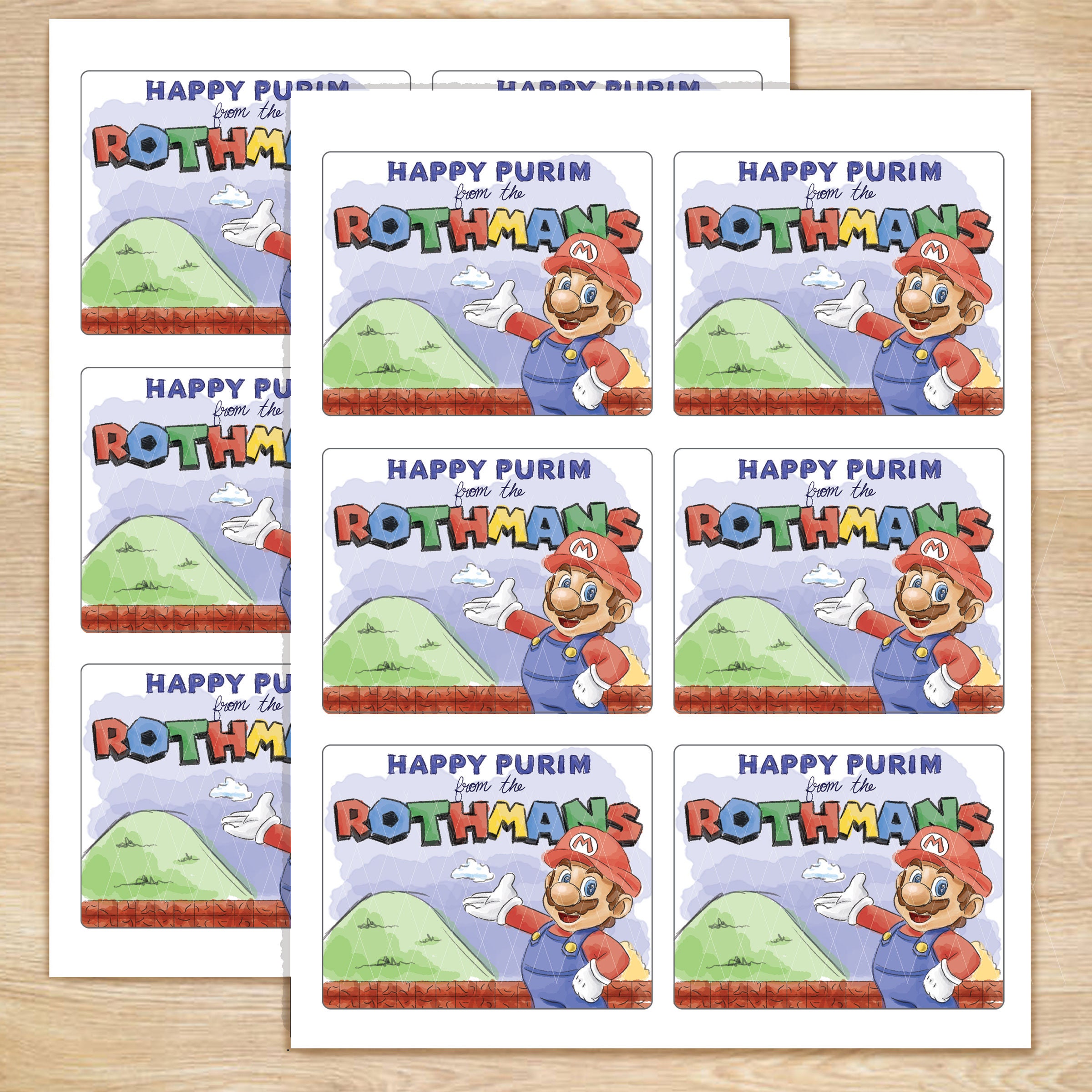 Purim Sticker Labels, Super Mario Theme, Artistically Customized - Etsy