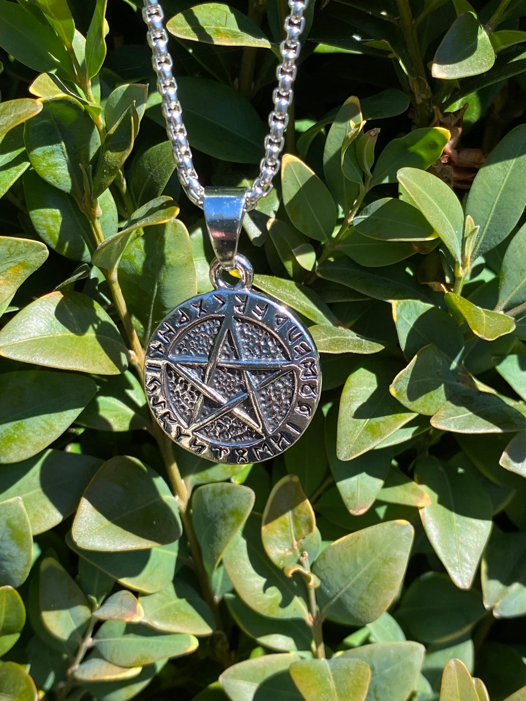 Witchy Pentagram Necklace - Viking Runes - Pentacle, Wiccan, Witchcraft ...