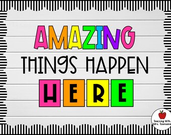 DIGITAL Bulletin Board Amazing Things Happen Here Teacher - Etsy