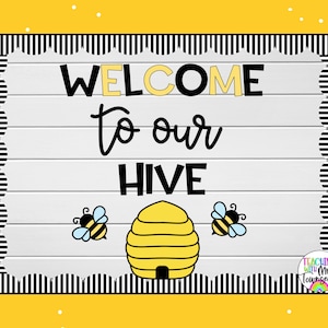 Bee Themed Bulletin Board Letters Welcome to Our Hive Classroom Décor ...