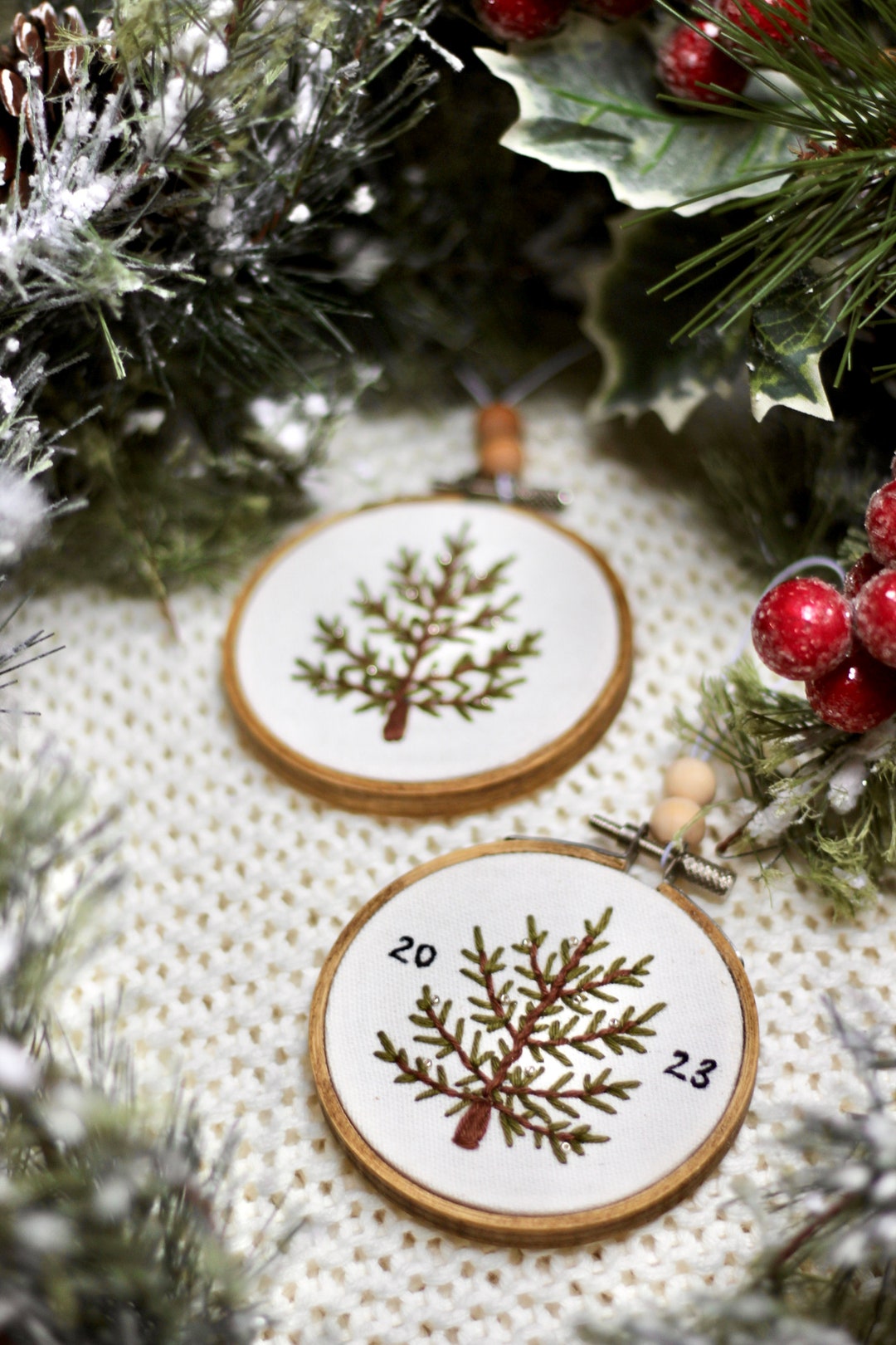 Embroidered Christmas Tree Ornament - Etsy