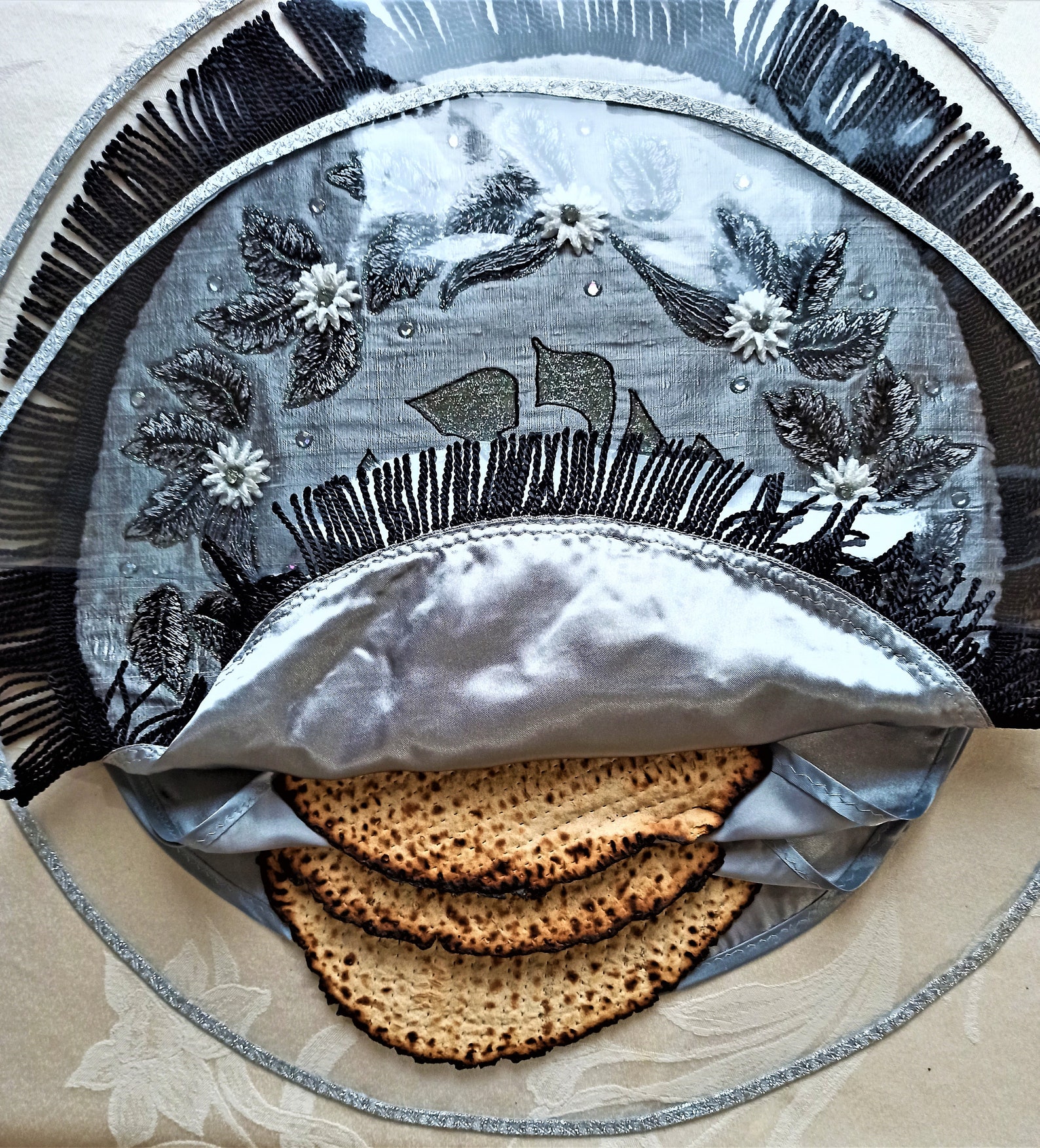 Matzah Cover With Matching Afikomen Bag Set, Hand Painted in Israel ...