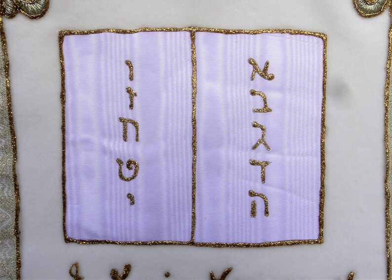 Torah Cover Gold Pillars Torah Mantles Applique Hand Painted Israel ...