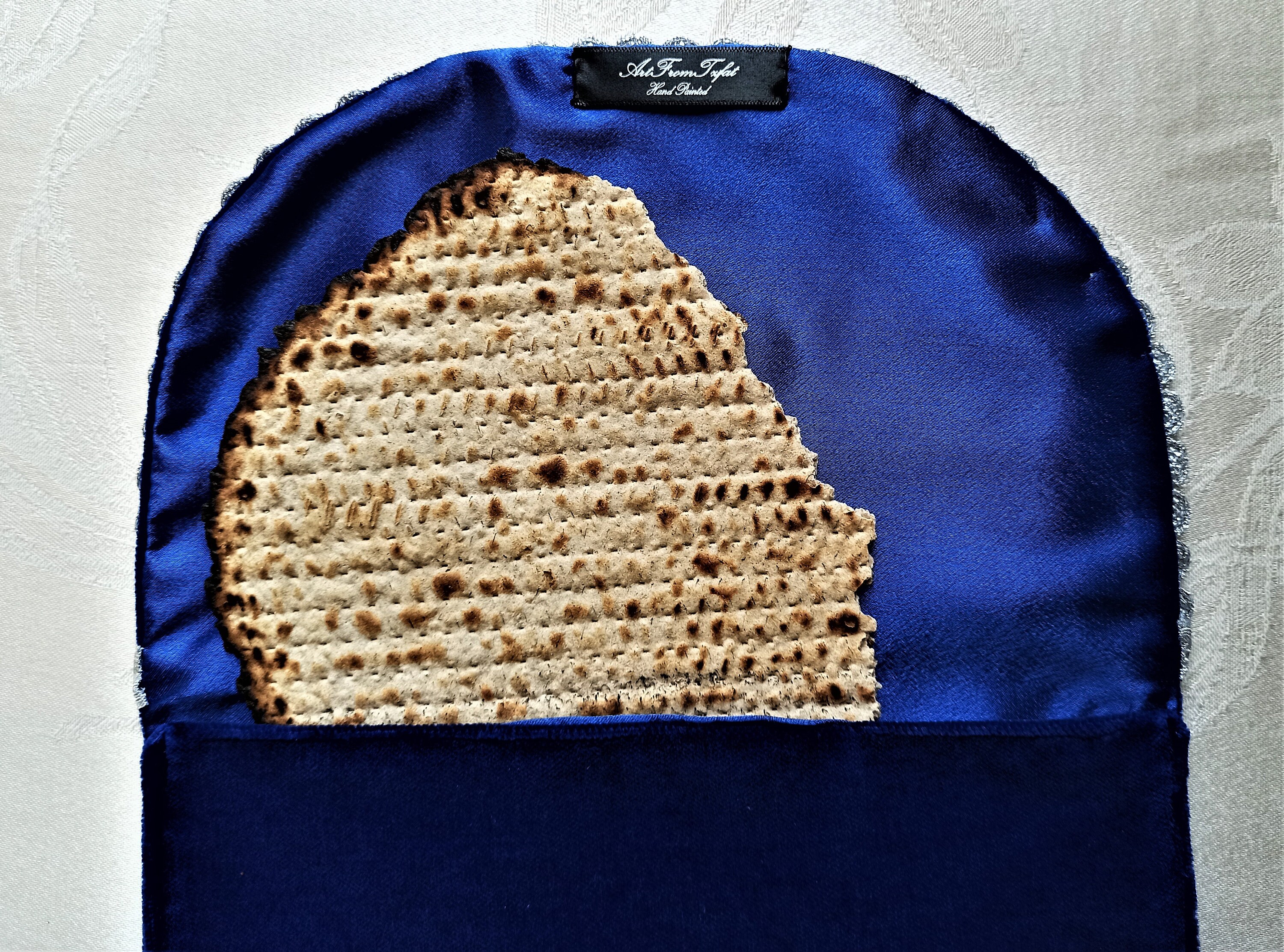 Luxurious Blue Velvet Matzah Cover With Matching Afikomen Bag Set ...