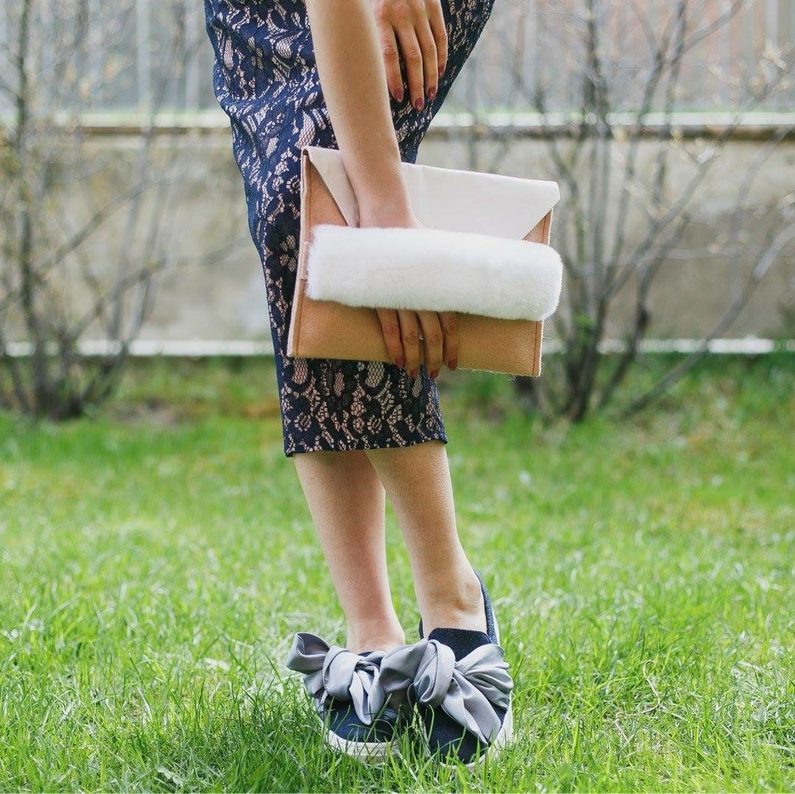Super Light and Comfortable Denim Slip-ons With the Bow - Etsy