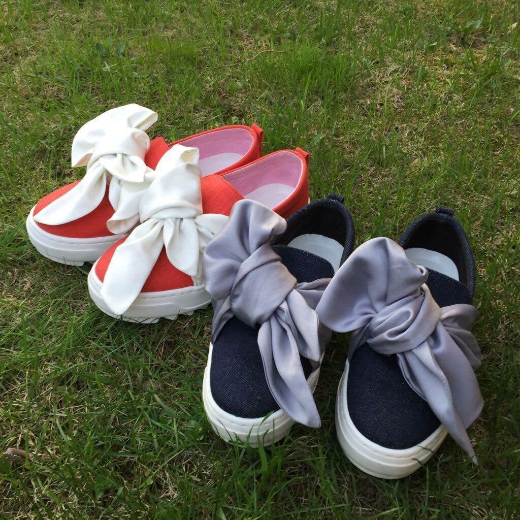 Super Light and Comfortable Denim Slip-ons With the Bow - Etsy