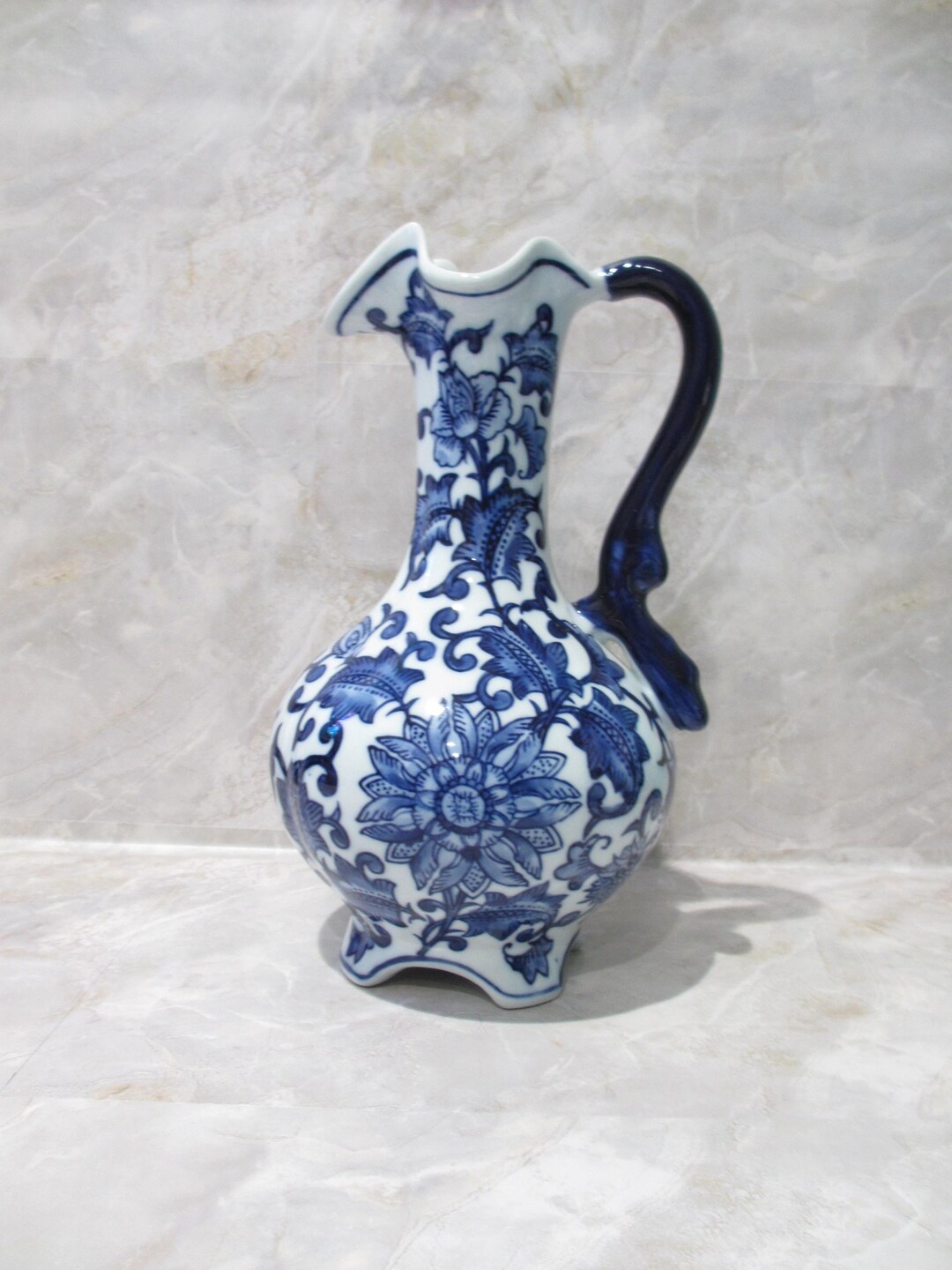 China Blue Porcelain Pitcher Vase: Seymour Mann Floral Delft Decor - Etsy