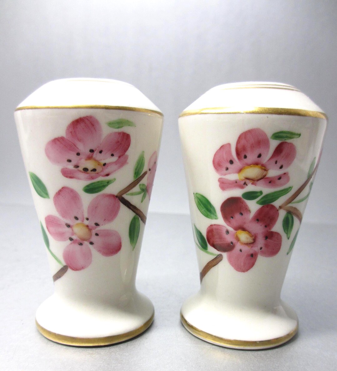 Vintage 40s 50s Hardesty China Floral Salt & Pepper Shakers Hand ...