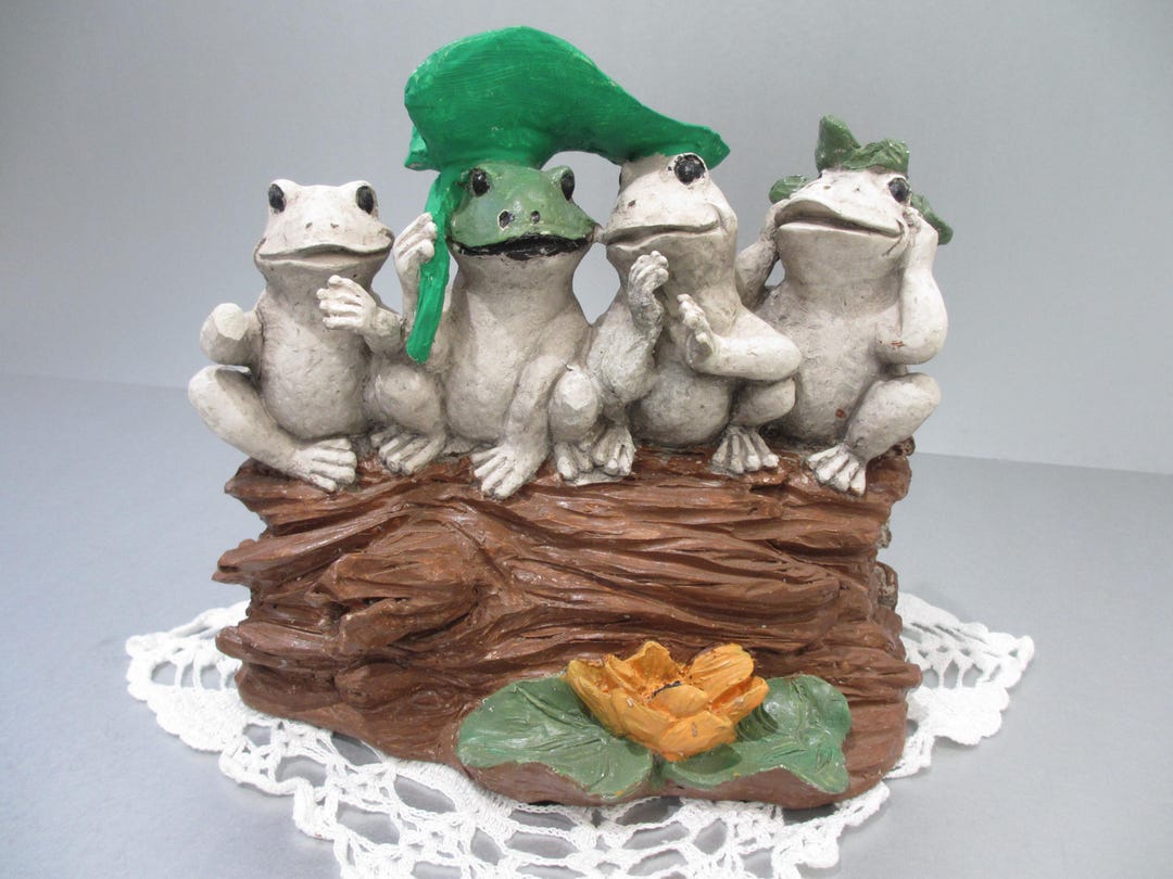 Vintage 90s Frog Garden Statue With Hidden Key Holder Whimsical Outdoor ...