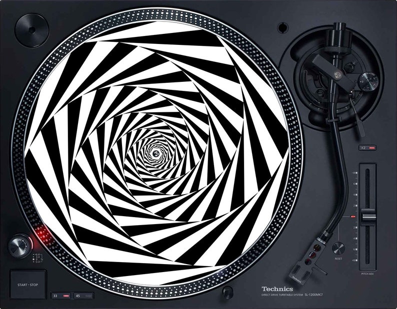 12" Felt Turntable Slipmat - Geometric Spiral - Record Player Slipmat ...