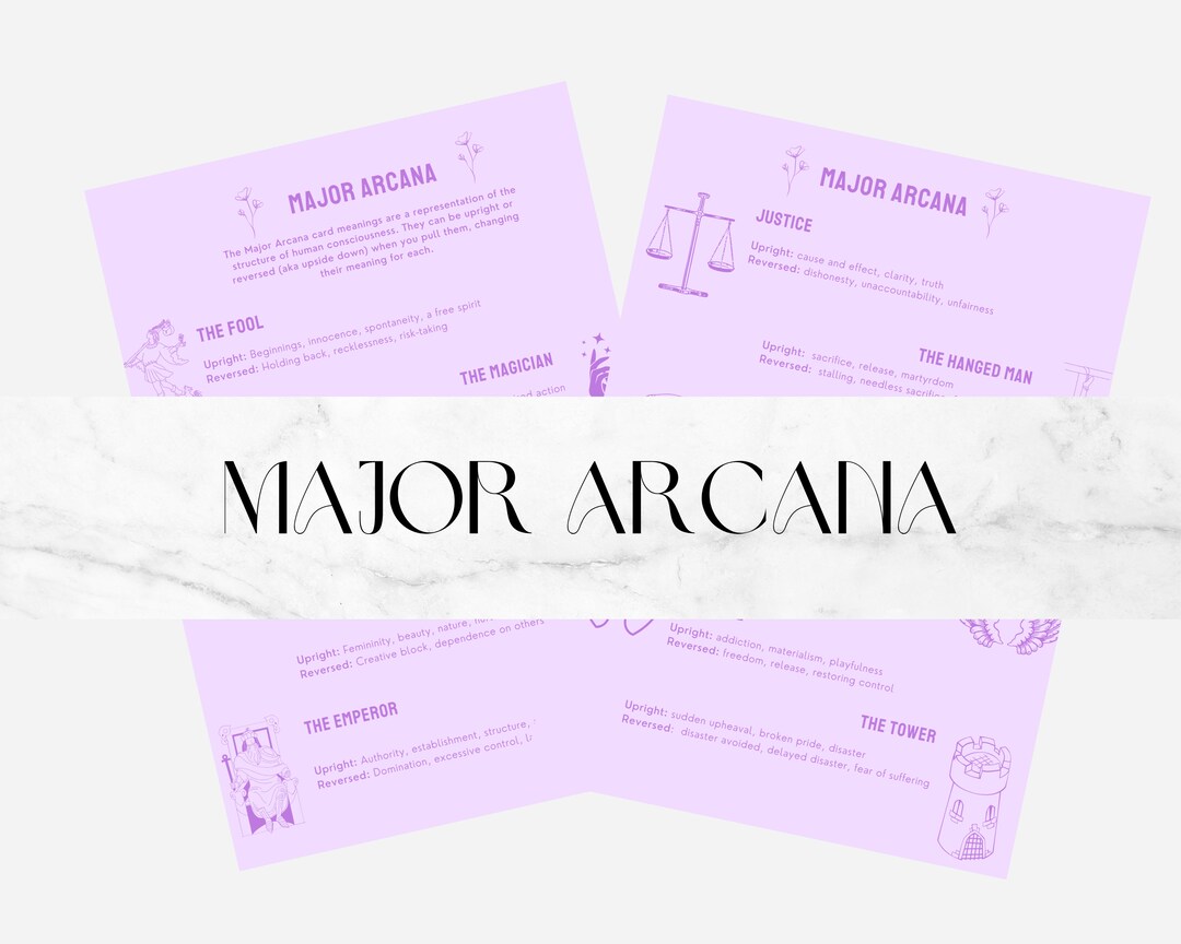 Major Arcana Meanings Printable Page, Tarot Cheat Sheet- Purple - Etsy ...