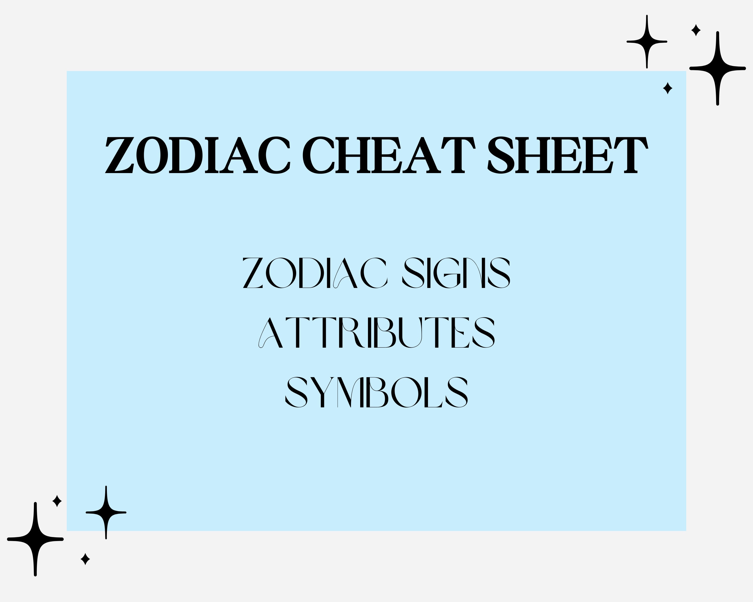 Zodiac Cheat Sheet- Blue - Etsy