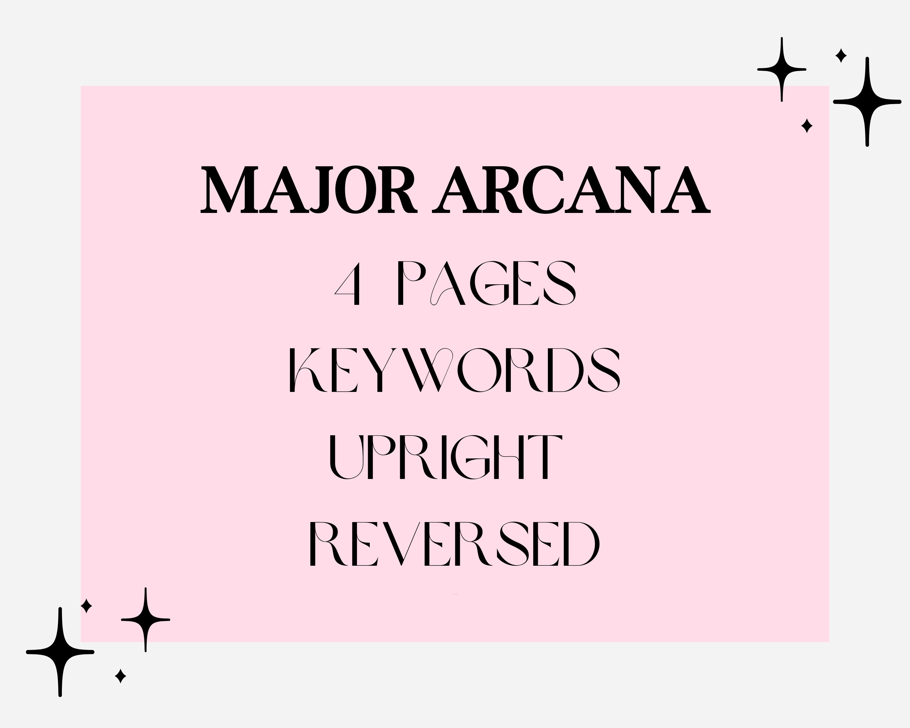 Major Arcana Meanings Printable Page, Tarot Cheat Sheet- Pink - Etsy