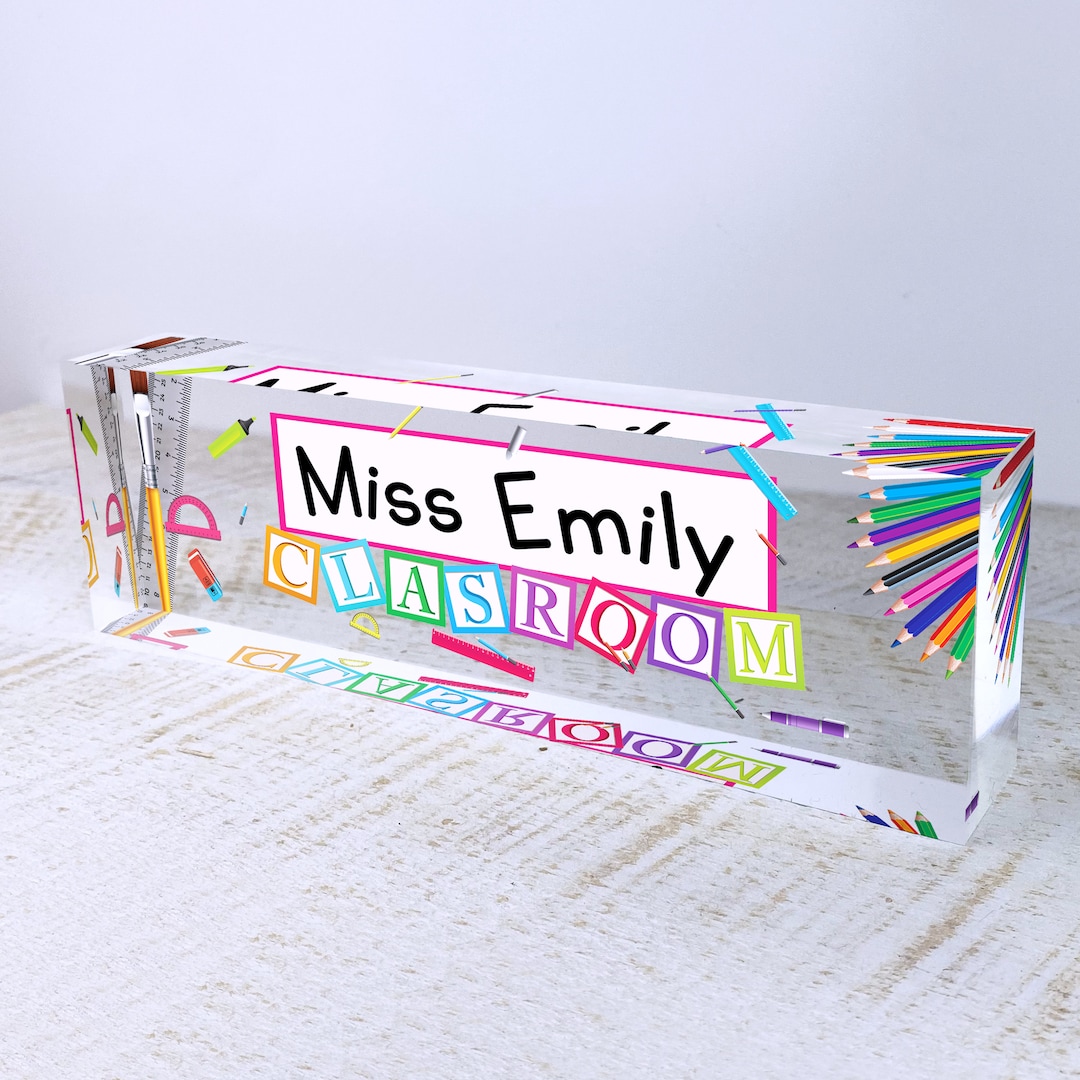 Personalized Desk Name Plate for Office Desk Gold Teacher Design on ...