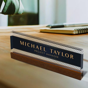 Personalized Desk Name Plate for Office Desk Printed on Acrylic Glass ...
