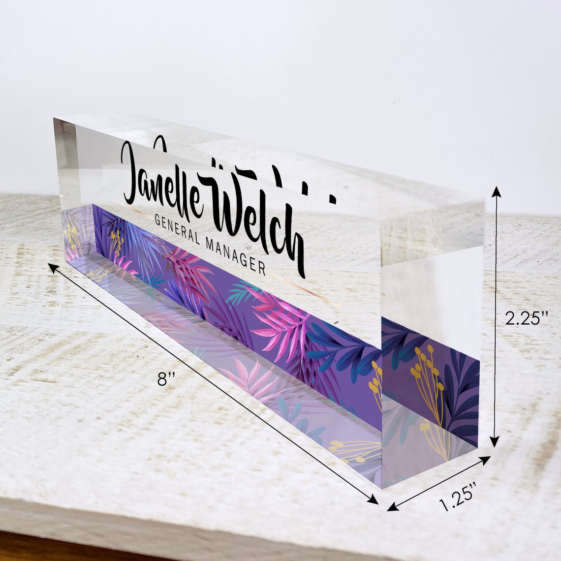 Personalized Desk Name Plate for Office Desk Purple Design on - Etsy