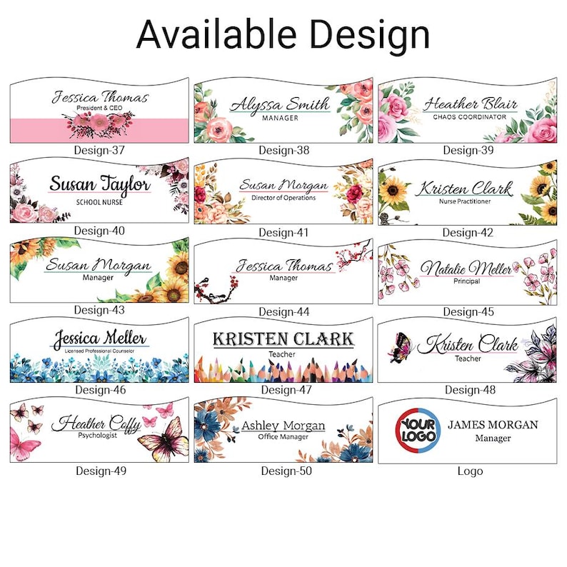 Peony Floral Acrylic Desk Name Plate: Personalized Office Decor - Etsy