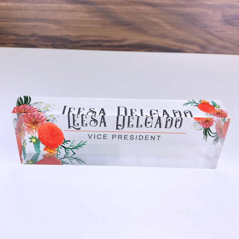 Personalized Desk Name Plate Autumn Flowers Design Office - Etsy