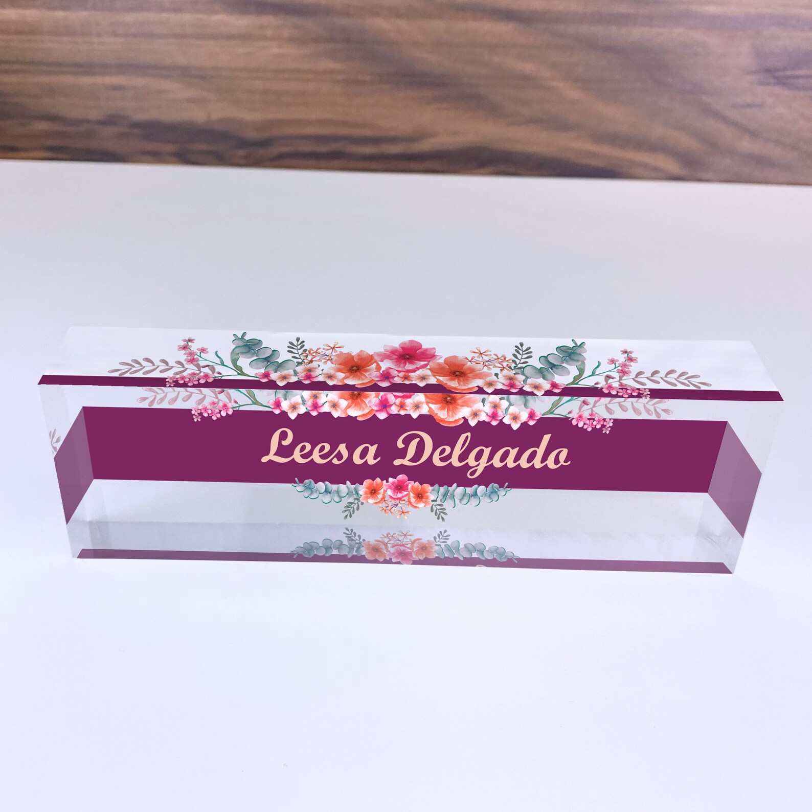 Personalized Name Plate for Desk Wild Flowers Design on - Etsy