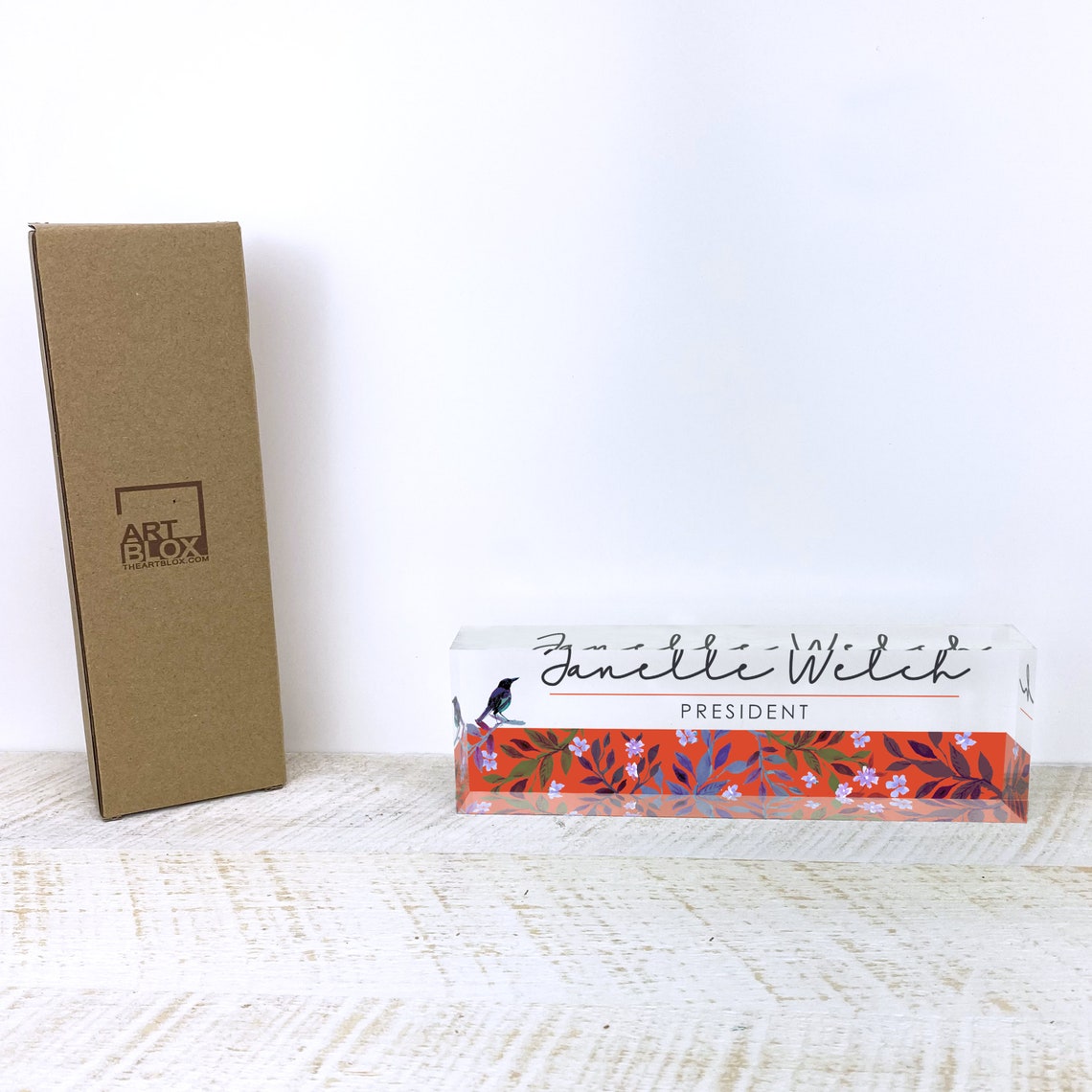 Personalized Name Plate for Desk Bird Singing Design on - Etsy