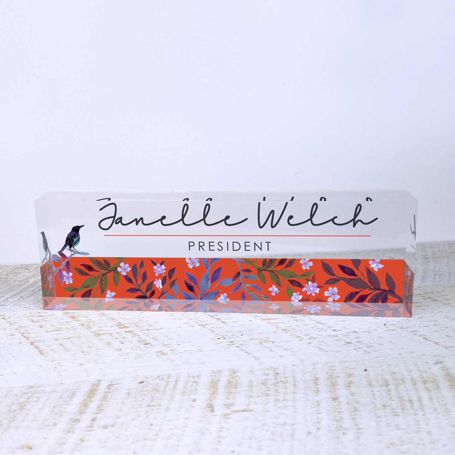 Personalized Name Plate for Desk Bird Singing Design on - Etsy