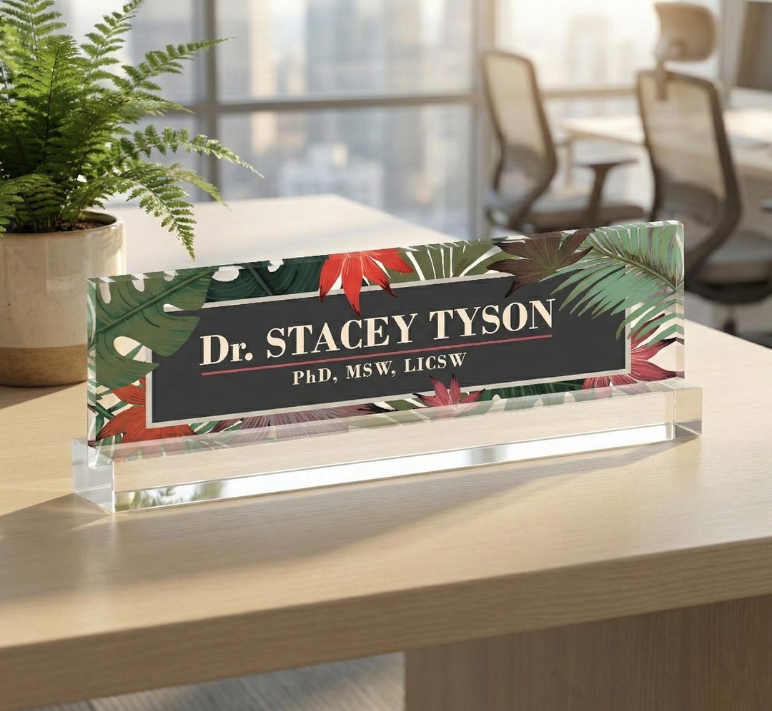 Personalized Name Sign Acrylic Plaque, Office Decor, Custom Desk Name ...
