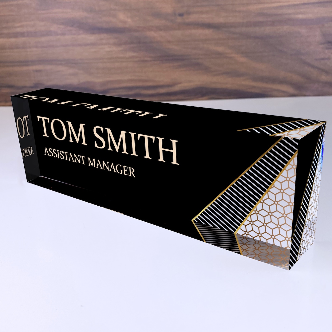 Personalized Desk Name Plate for Office Desk Abstract Design on Acrylic ...