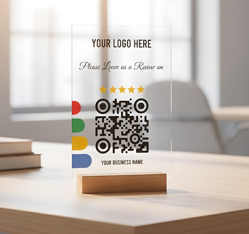Personalized QR Code Review Sign: UV Printed Business Display 6X4 Inch ...