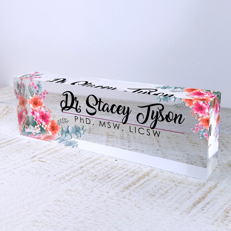 Personalized Name Plate for Desk Flowers Wild Design on - Etsy