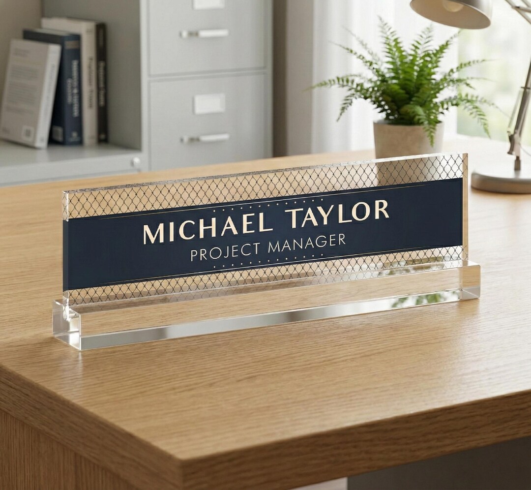 Desk Name Plate, Acrylic Desk Plaque, Personalized Name Acrylic Desk ...