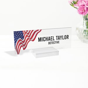 Desk Name Plate USA FLAG, Flowers Marble Design Name Plate for Desk ...