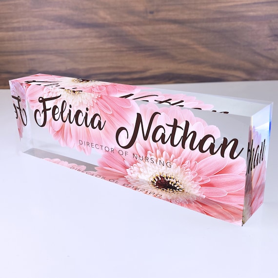 Personalized Desk Name Plate Daisy Design Office Desk Decor | Etsy