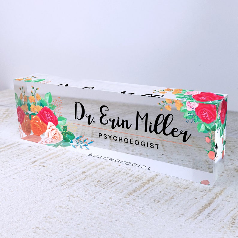 Personalized Name Plate for Desk Mixed Flowers Design on - Etsy