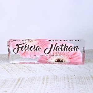 Personalized Desk Name Plate| Daisy Design Office Desk Decor on Clear ...