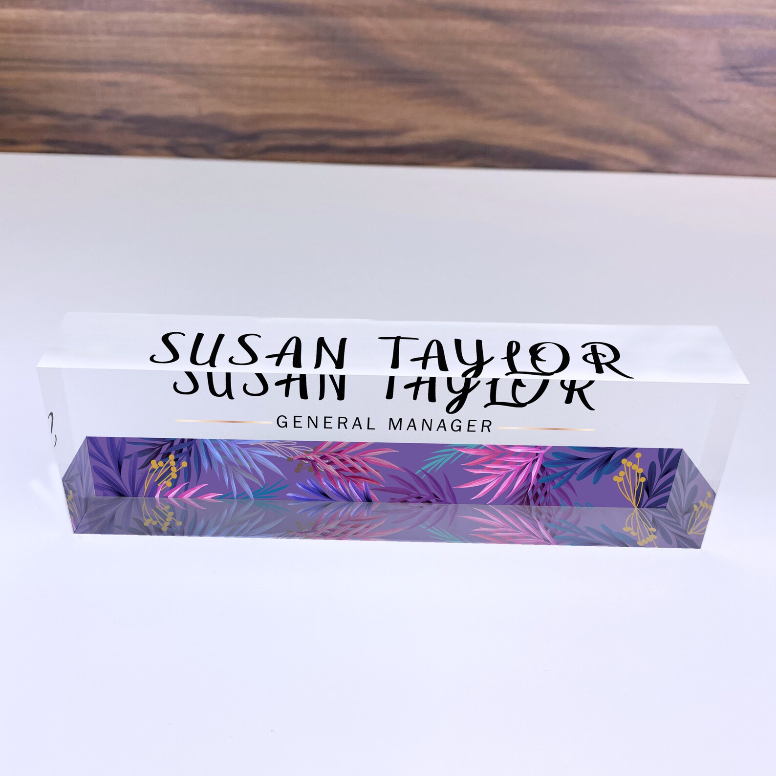 Personalized Desk Name Plate for Office Desk Purple Design on - Etsy
