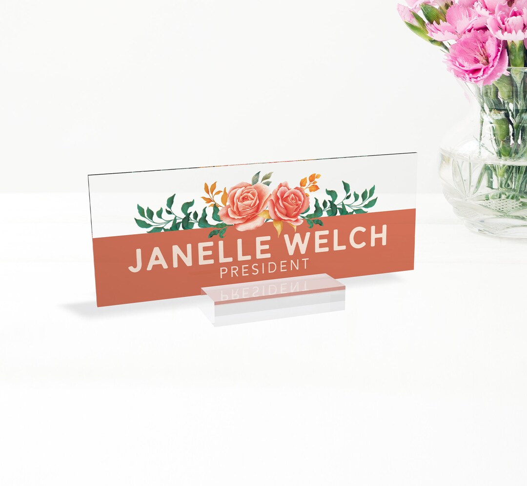 Modern Desk Name Plate Holder for Office, Name Tag Display Stand for ...