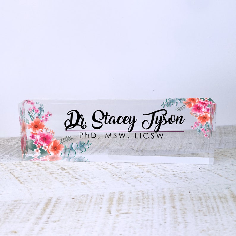 Personalized Name Plate for Desk Flowers Wild Design on - Etsy