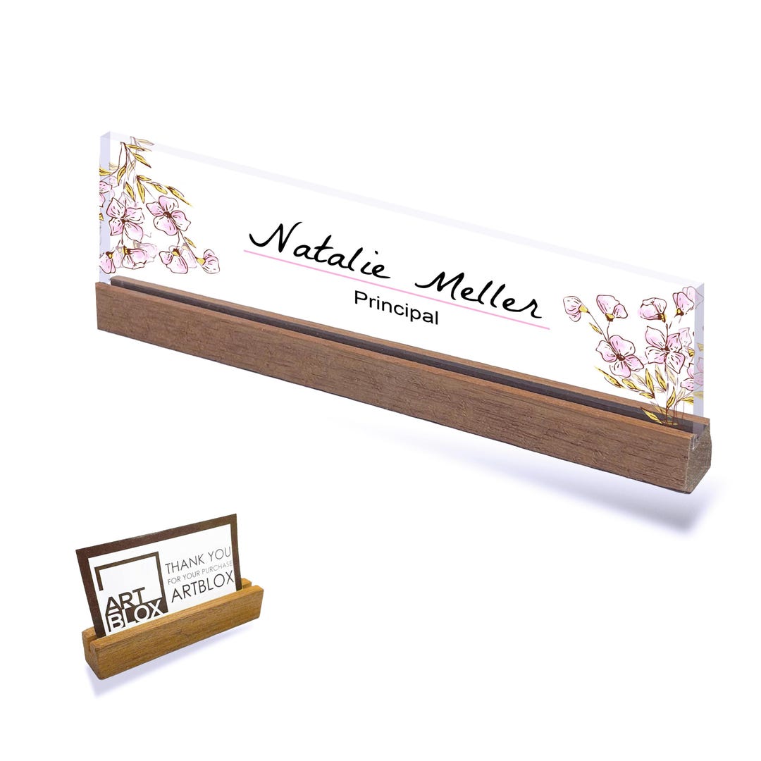Personalized Floral Name Plate / Custom Floral Desk - Etsy