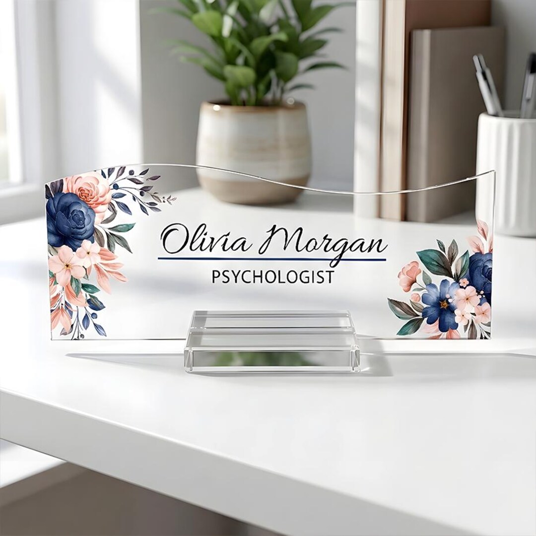 Desk Plaque, Acrylic Name Plate for Desk, Teacher Name Plate, Custom ...