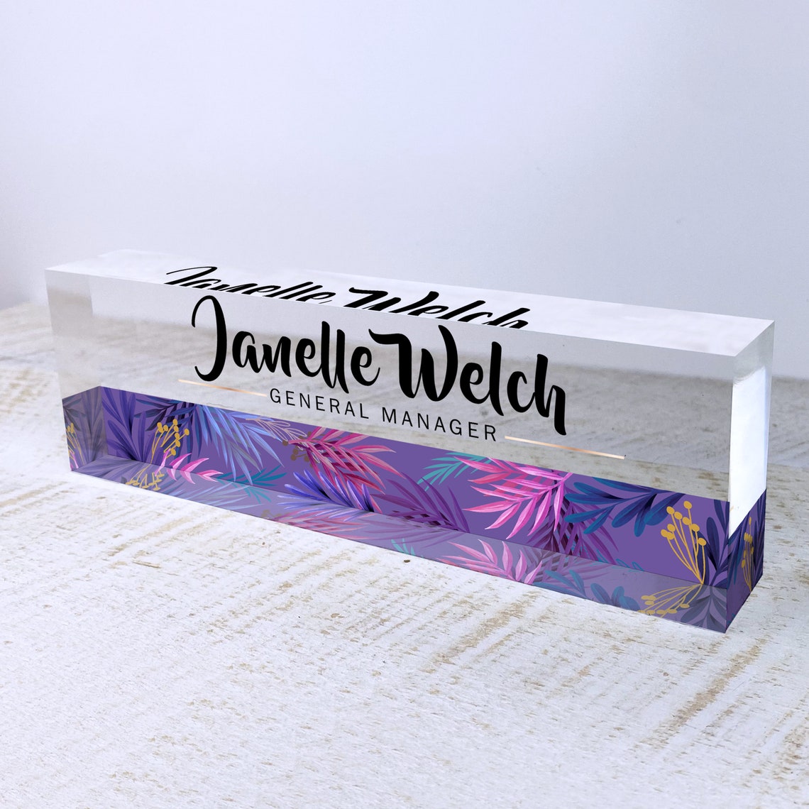 Personalized Desk Name Plate for Office Desk Purple Design on - Etsy